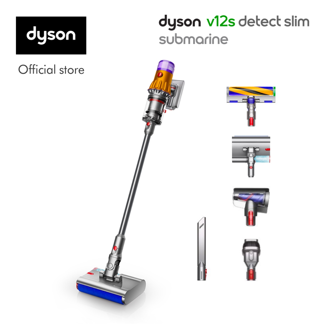 Dyson V12s Detect Slim Submarine (YellowNickel) Cordless Vacuum Cleaner ...