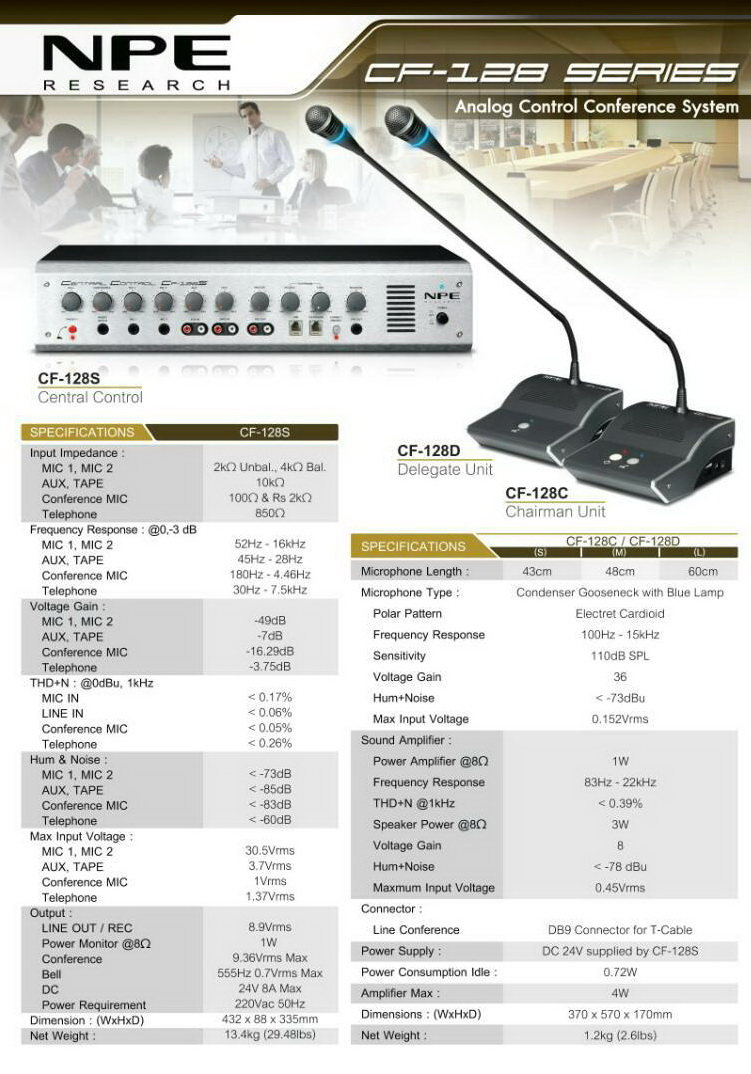 NPE CF 128S เครื่องควบคุมชุดประชุม รุ่น CF128S CF-128S พีเอ ซาวด์ เซนเตอร์ PA SOUND CENTER - PA ...