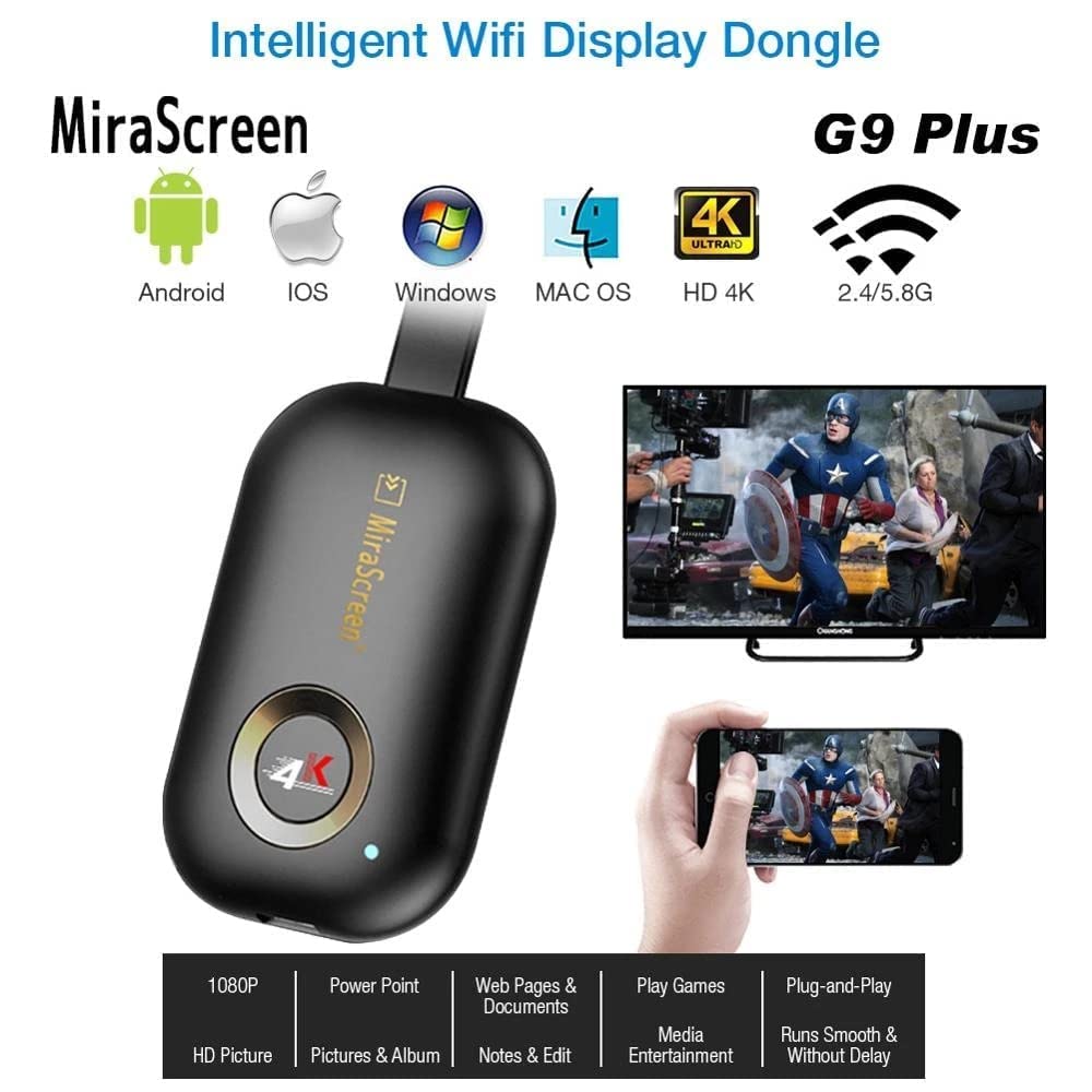 Mirascreen G9 PLUS 5G 2.4G 4K 1080P WiFi จอแสดงผลกระจกหน้าจอไร้สาย HDMI ...