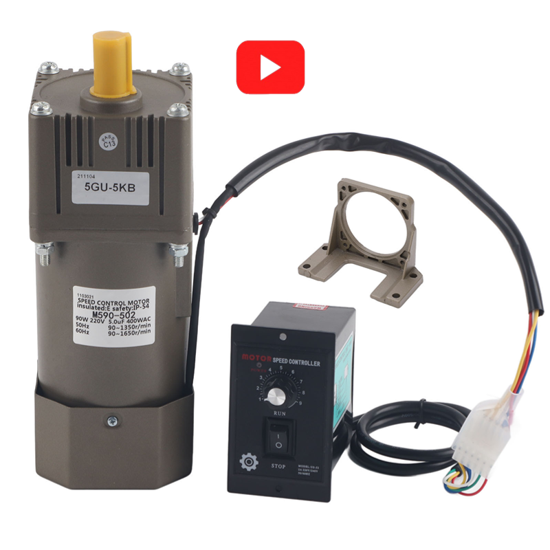 AC 220V Adjustable Speed Gear Motor 90W เฟสเดียวมอเตอร์เกียร์แบบอะซิงโ ...