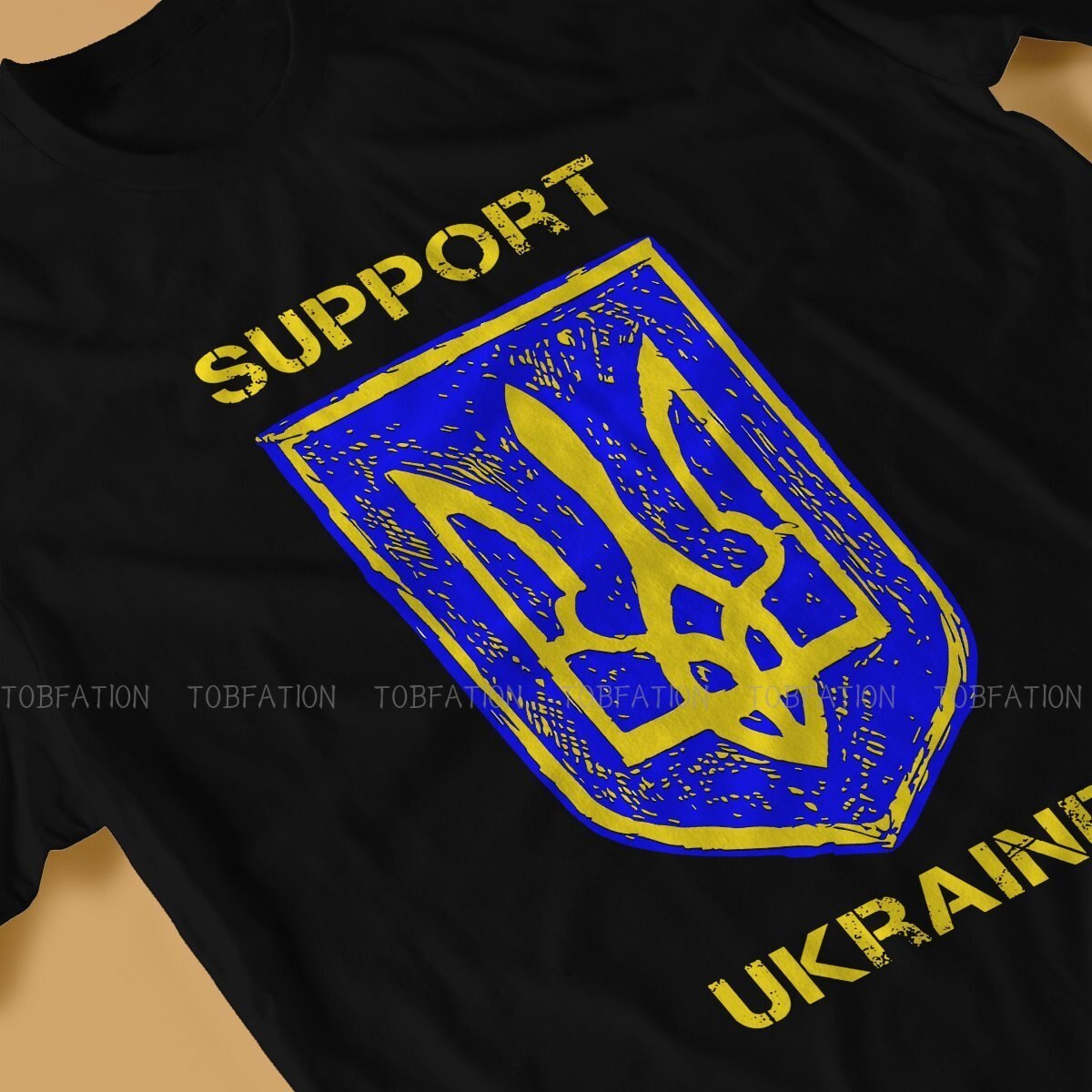 Support Ukraine Trident Round Collar TShirt Ukrainian Russian War Pure Cotton Classic T Shirt ...