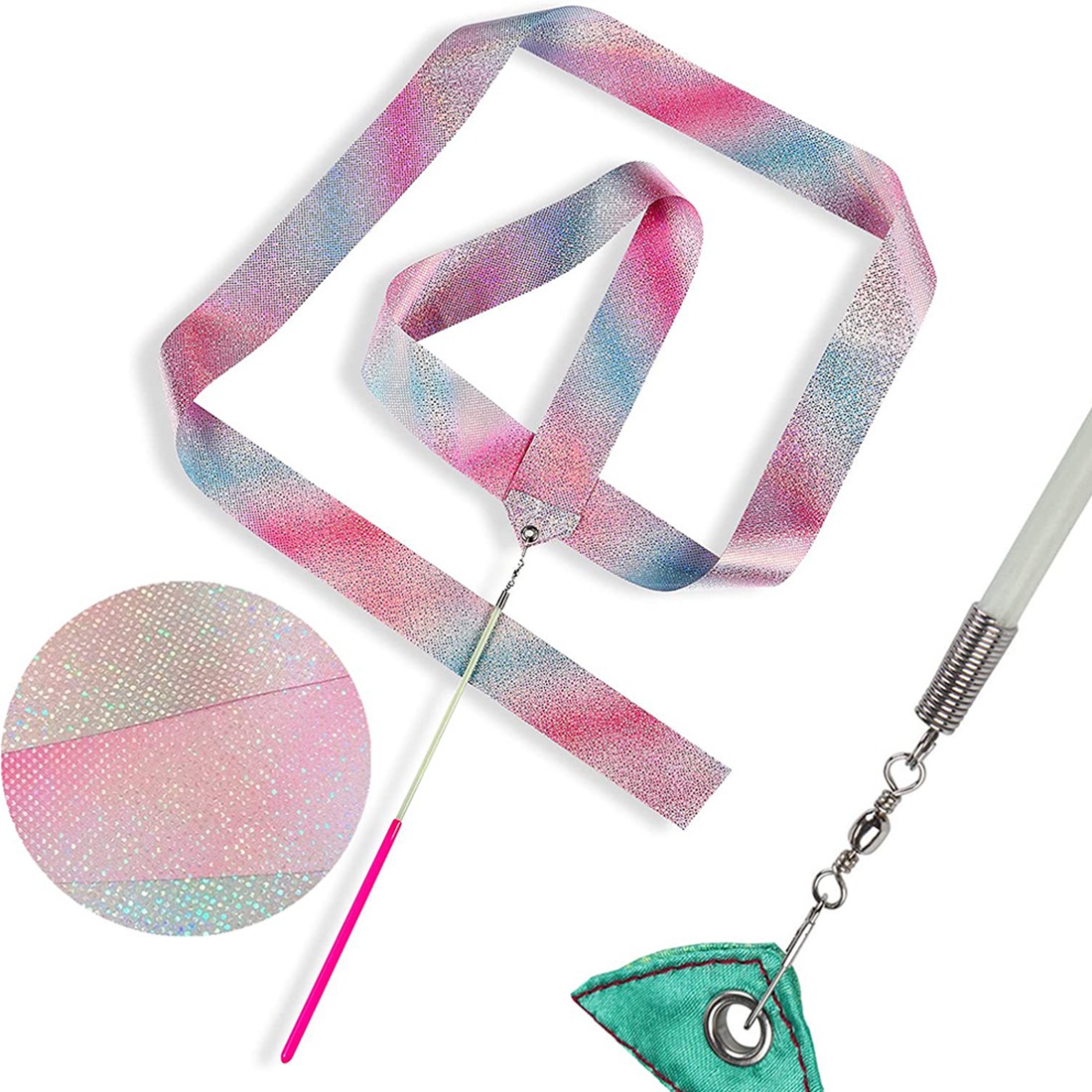 [qiugugu198] Sparkling Dance Ribbon, 78.7 Inch Long Rhythmic Gymnastics ...