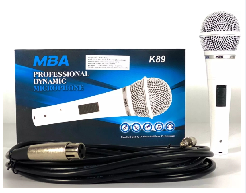 ไมโครโฟน MICROPHONE MBA K-89พร้อมสาย 5เมตร ไมค์คาราโอเกะ ไมค์สายไมค์ถือ ...