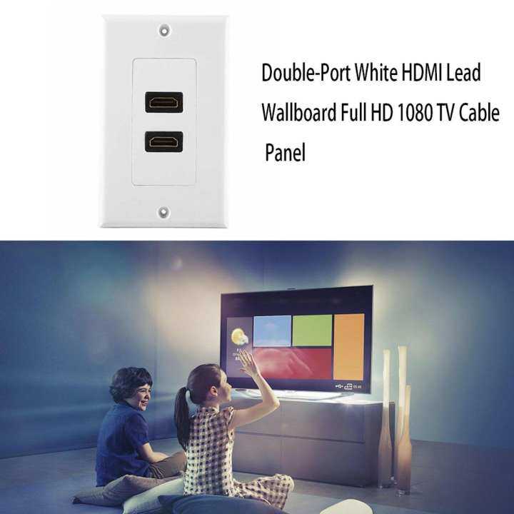 CELE Twin White Hdmi Lead Wall Plate Hd 1080 Tv Cable Faceplate Socket ...