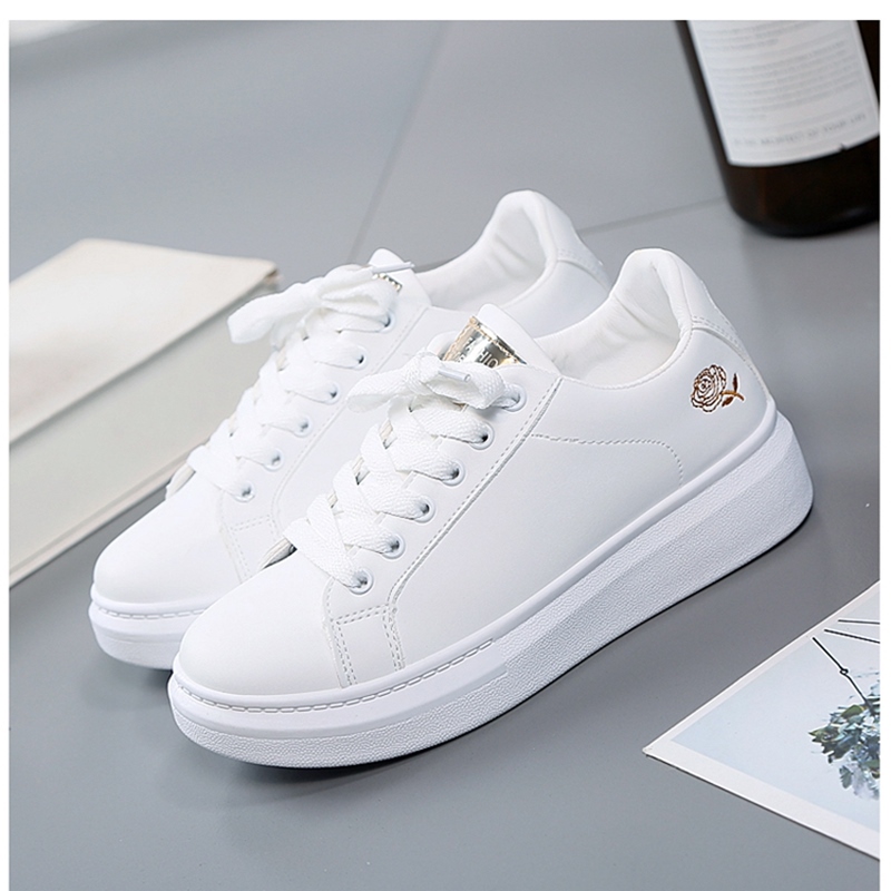 New Spring Autumn Real Super Slim Small White Shoes Fashion Embroidered ...