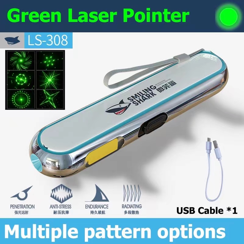 SmilingShark LS308 Green Laser Pointer light ปากกาเลเซอร์สีเขียว ไฟเลเซอร์แบบชาร์จ USB ตัวชี้ ...