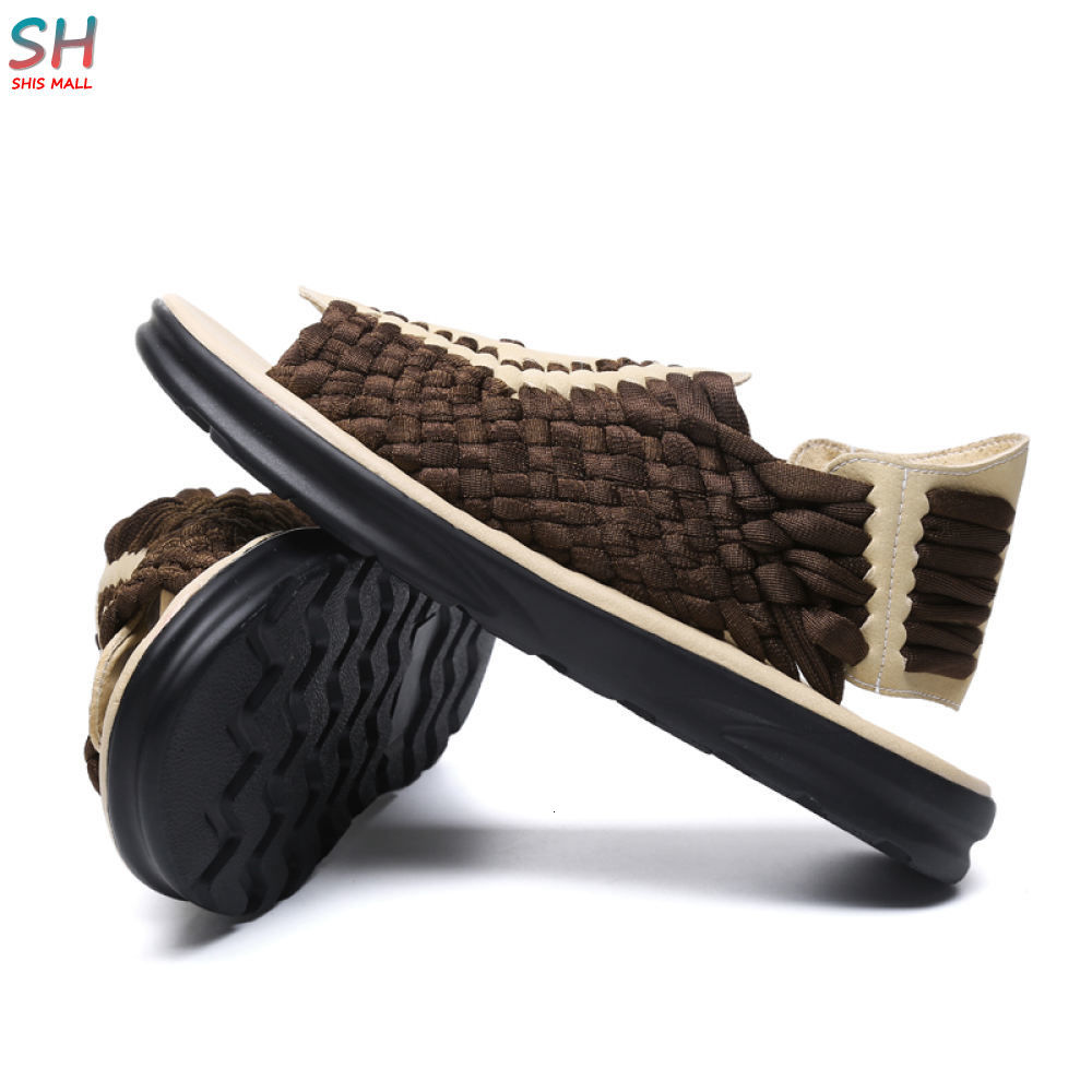Shis Summer Men's Shoes Sandals Open Toe Woven Shoes Beach Shoes Water ...