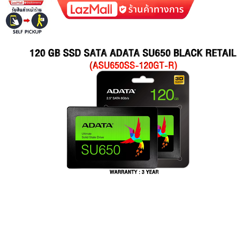 120 GB SSD SATA ADATA SU650 BLACK RETAIL (ASU650SS-120GT-R)ประกัน3 Y - NOTEBOOK STORE - ThaiPick