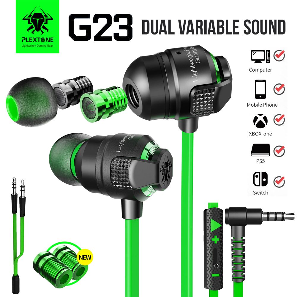 Plextone G23 3.5mm Dual Tuner Game Headphone หูฟังอินเอียร์ เล่นเกม ...