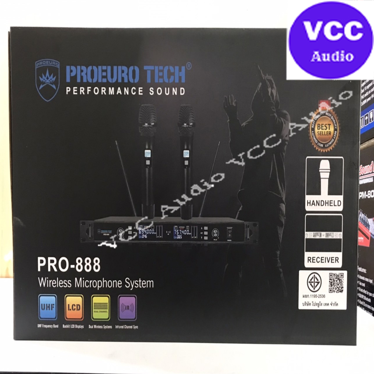 PROEUROTECH PRO-888 ไมค์ลอยคู่ไมค์โครโฟนไร้สาย ปรับความถี่ได้ คลื่นความถี่ UHF โปรยูโรเทค ...