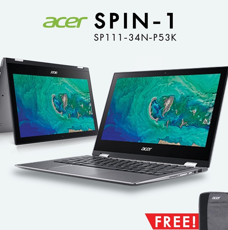 Notebook Acer Spin 1 รุ่น SP111-34N-P53K สี Steel Gray (รับประกันศูนย์ ...