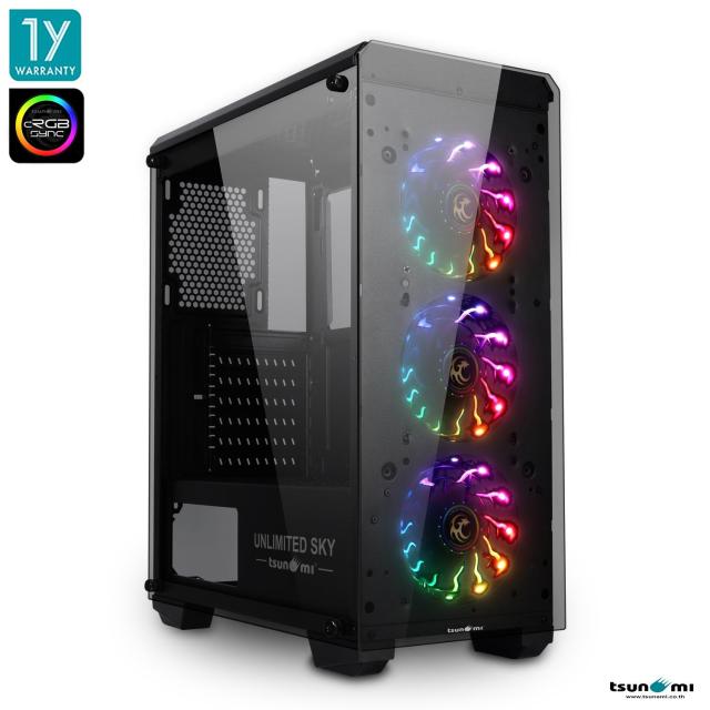 Tsunami Unlimited SKY+ Tempered Glass Super ATX Gaming Case + Tsunami ...
