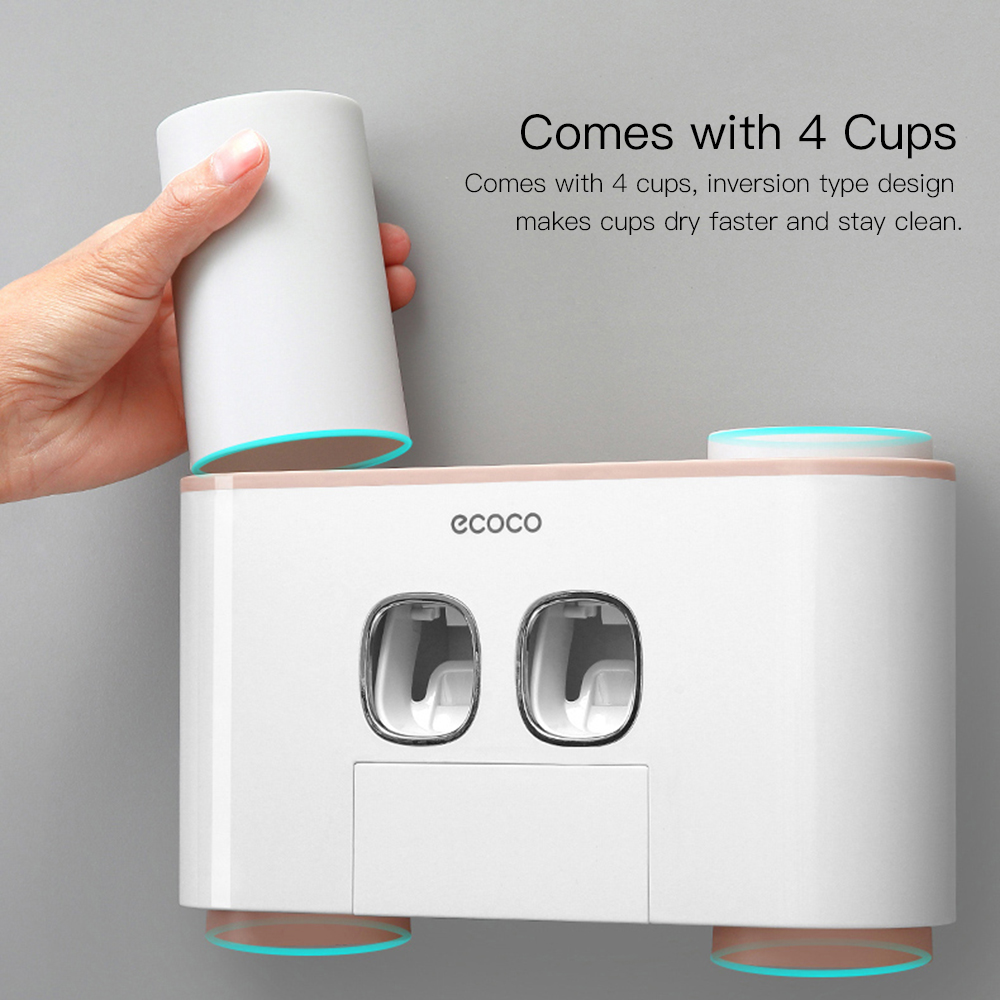 ECOCO Toothbrush Holder Automatic Toothpaste Dispenser Wall-mount ...