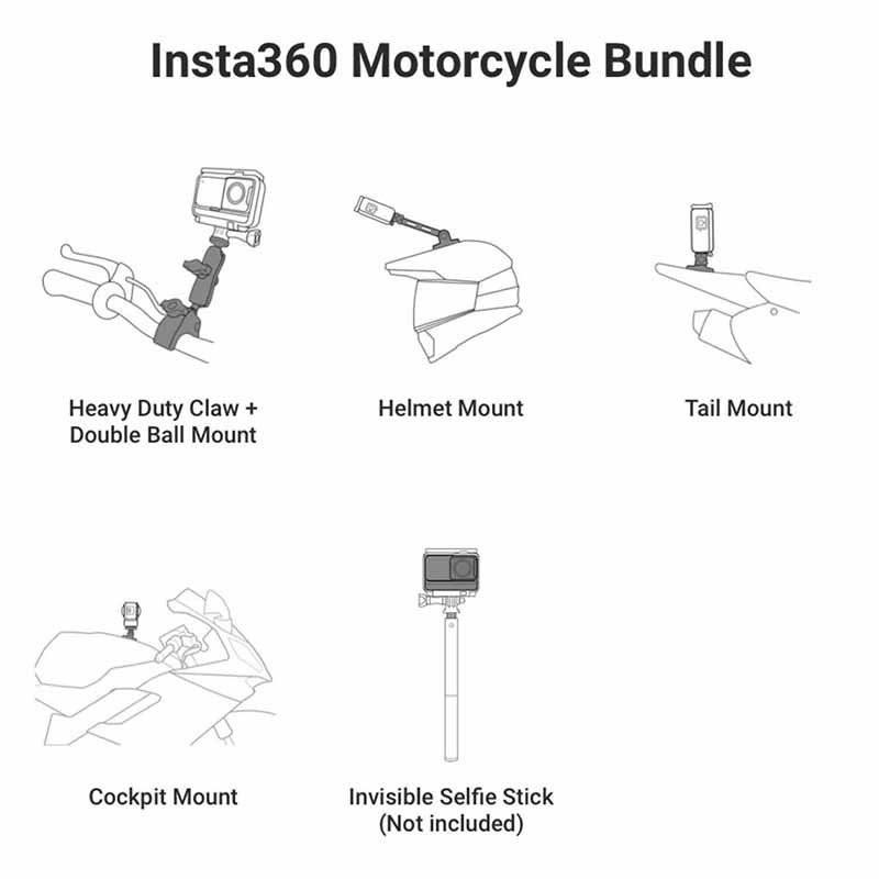 Insta360 Motorcycle Mount Bundle Kit for Insta360 Go 2, One X2, One R ...