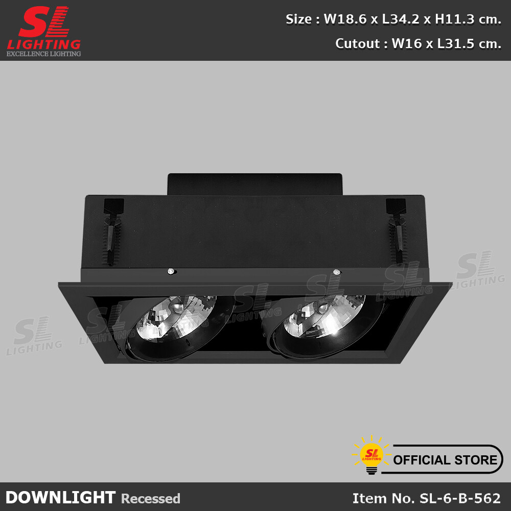 SL LIGHTING โคมไฟดาวน์ไลท์ แบบฝังฝ้า 2 ช่อง SL-6-562 ฐานทรงสี่เหลี่ยม ...