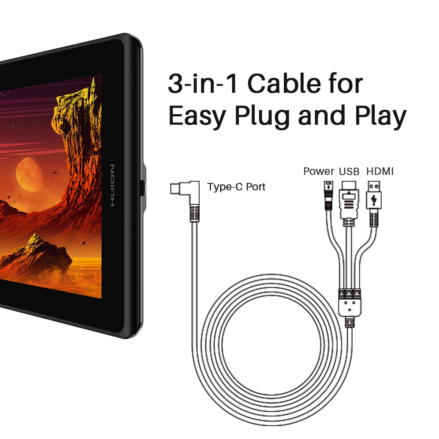 Huion Kamvas Pro 13 GT-133 Graphics Drawing Monitor 13.3 inch IPS Pen ...