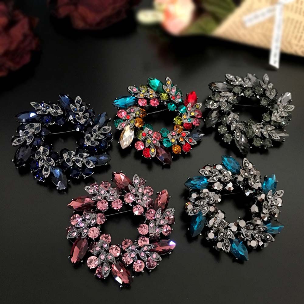 DFCV หรูหราแฟชั่นที่สวยงามช่อผ้าพันคอคลิป R Hinestone พวงมาลัยของขวัญ ...