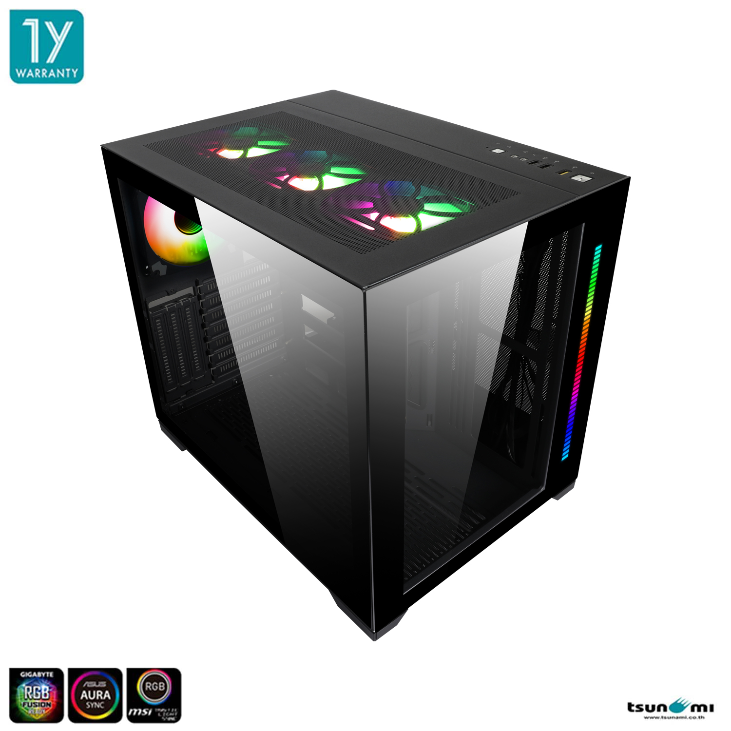 เคสคอมพิวเตอร์ Tsunami Vision IV KK Panorama ARGB Tempered Glass ATX ...