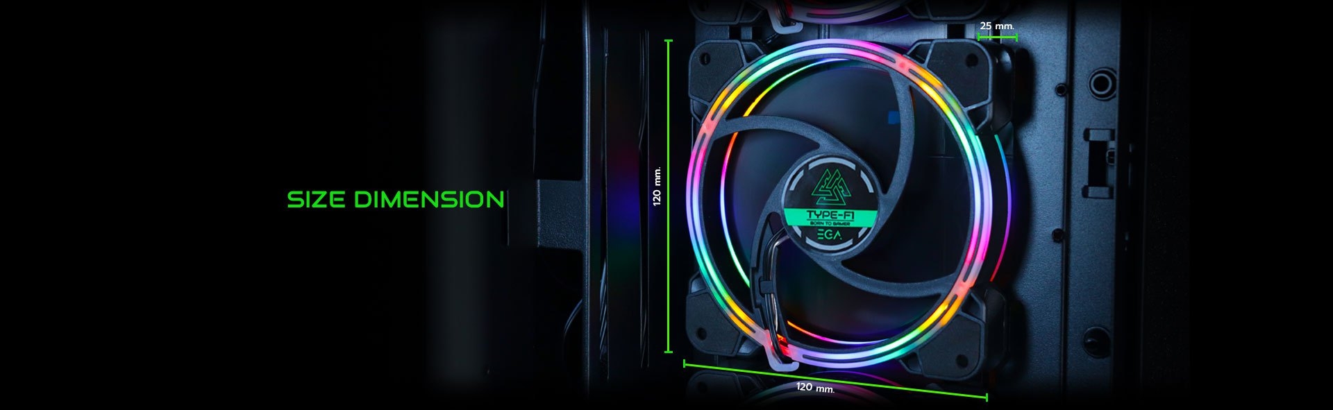 พัดลมเคส RGB EGA Type F1 Type F2 Cooling FAN PC 120mm พัดลมคอมพิวเตอร์ ...