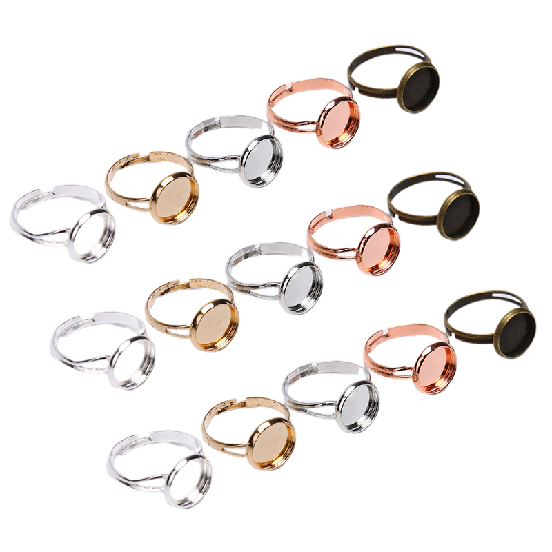 FG 10pcs Adjustable Blank Ring Base Cabochons Cameo Setting DIY Ring ...