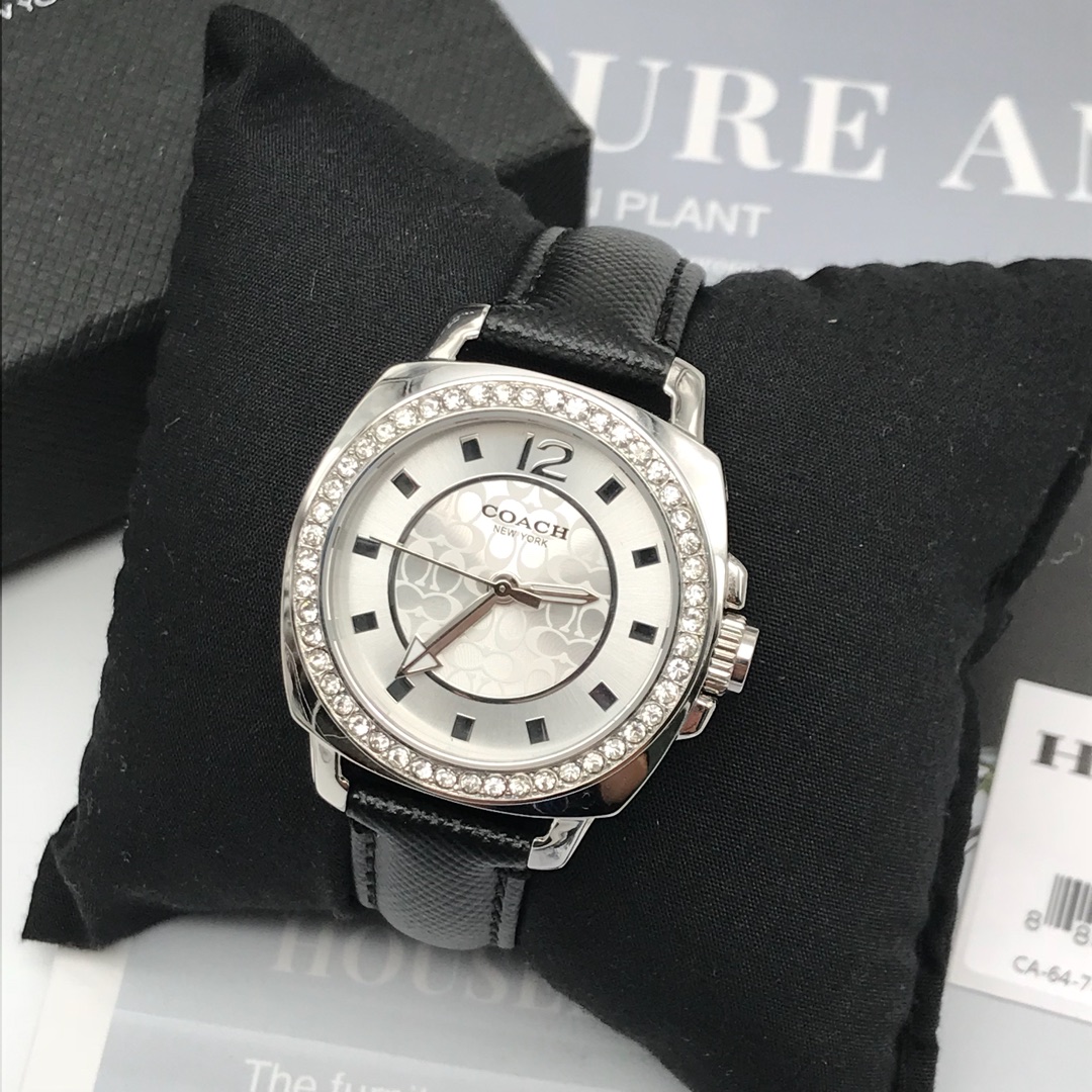 Womens Coach 14503152 BOYFRIEND Silver Tone Glitz Watch หน้าปัดล้อม ...