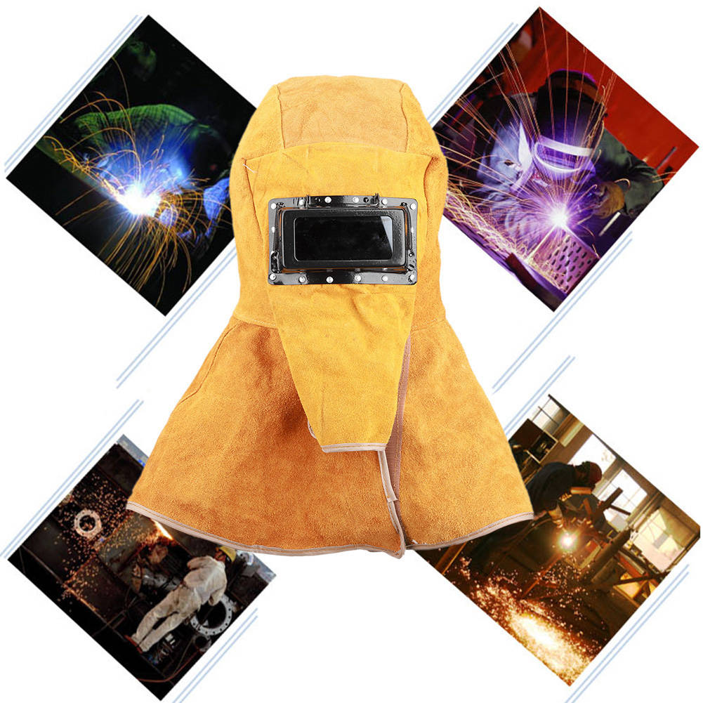 Cowhide Welding Helmet เครื่องเชื่อมฉนวนกันความร้อนป้องกันการกระเด็นการ ...