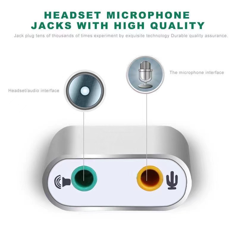 Audio Adapter 3D Sound Card Aluminum 7.1 USB To 3.5mm mic headphone ...