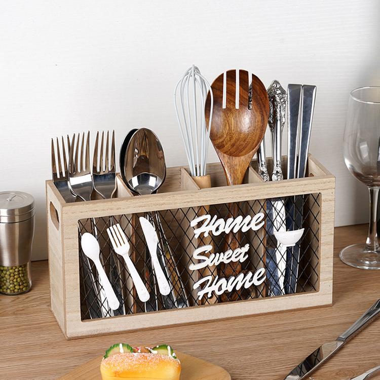 Wooden Silverware Caddy Practical Kitchen Silverware Caddy Cutlery ...
