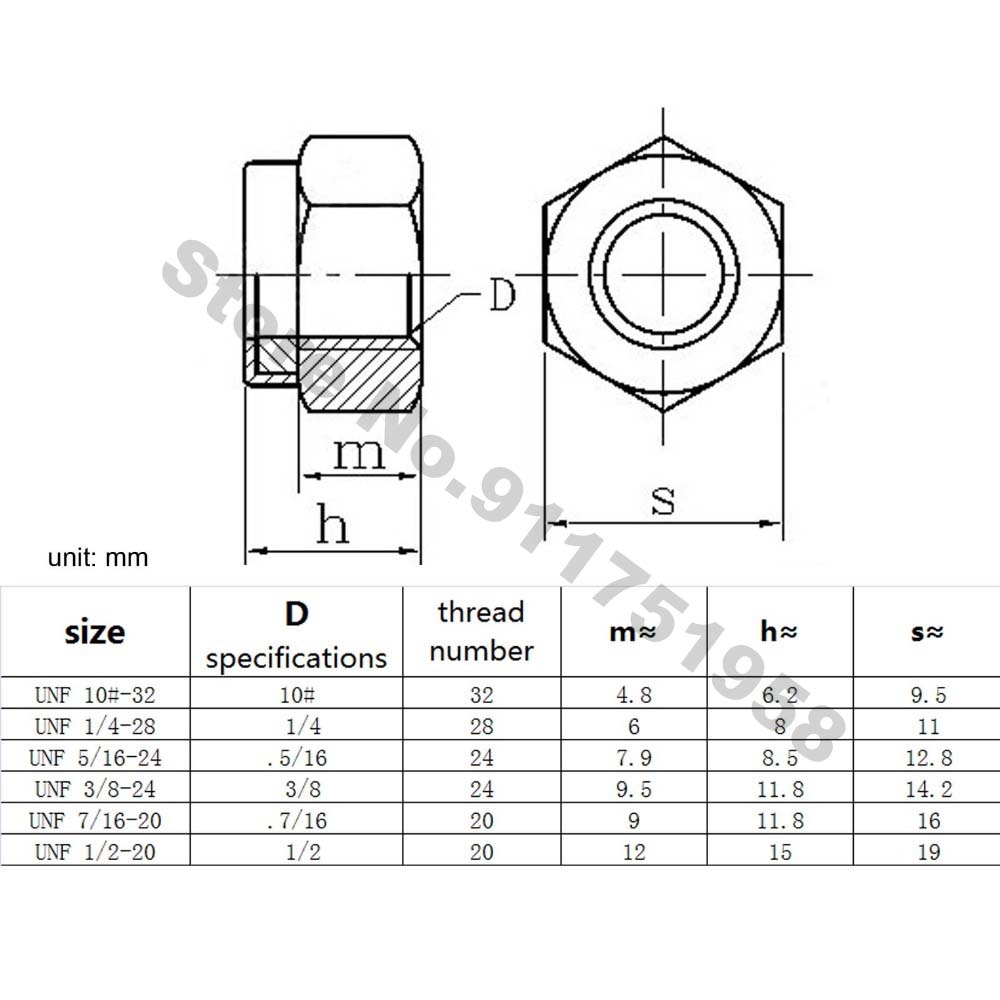UNF 10 14 516 38 716 12 304 A2 70 Stainless Steel UK US Fine Thread Hex Nylon Insert Lock Nut ...