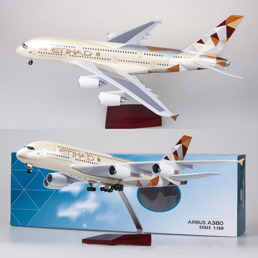ETIHAD Airbus A380 Super Jumbo Airplane Model with LED Light (Touch or ...