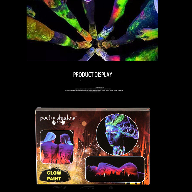 8 Colors Luminous Body Painting Glow Halloween Face Body Paint Set Face ...