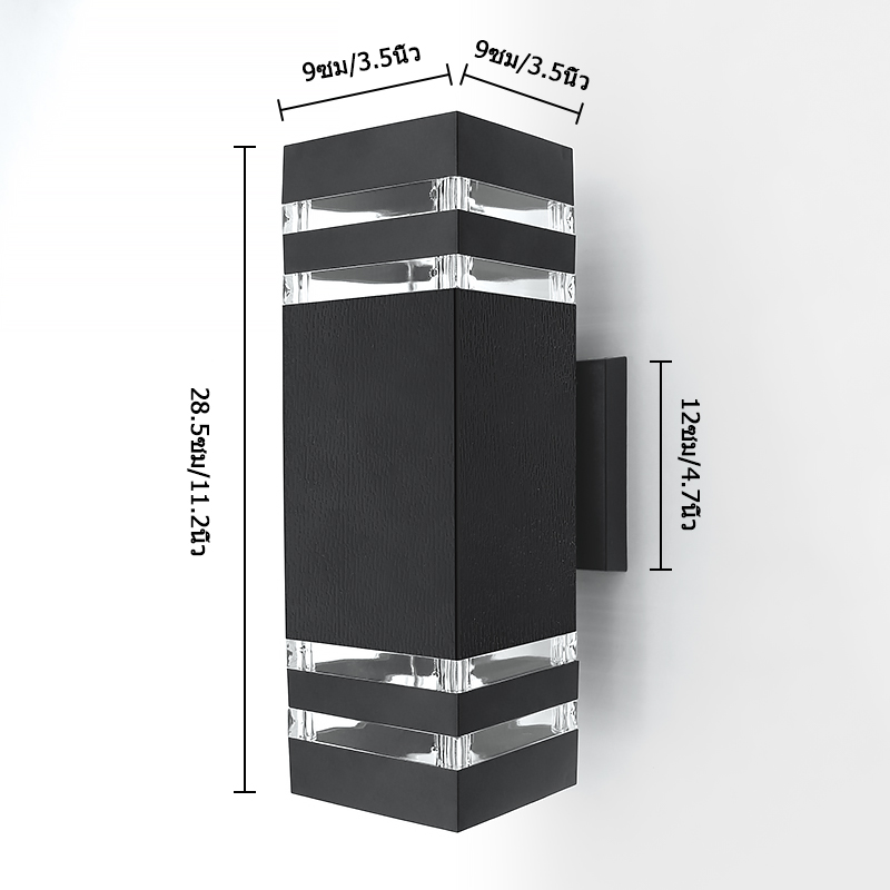 LCMKR สีดำ ไฟติดผนัง โคมไฟติดผนัง Led โคมไฟติดผนัง E27 12W 16W กันน้ำ เชิงเทียนโคมไฟติดผนัง โคม ...