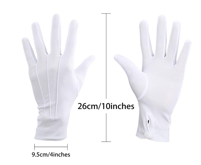 White formal glove 100 Nylon hip-hop dance party parade costume gloves ...