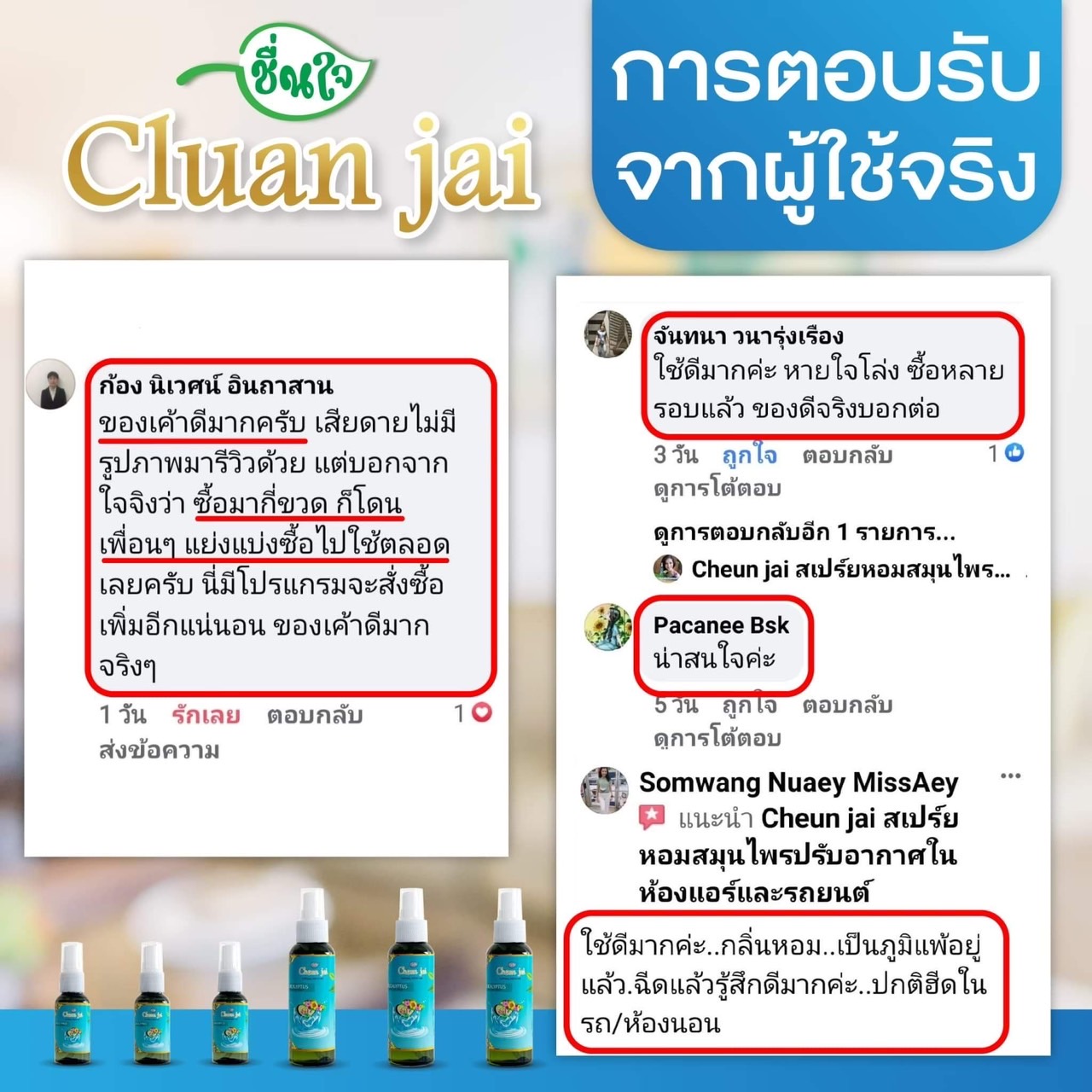 (5 ขวด)cheun jai ชื่นใจ สเปรย์สมุนไพรปรับอากาศ 30ml - Baikaw125 - ThaiPick