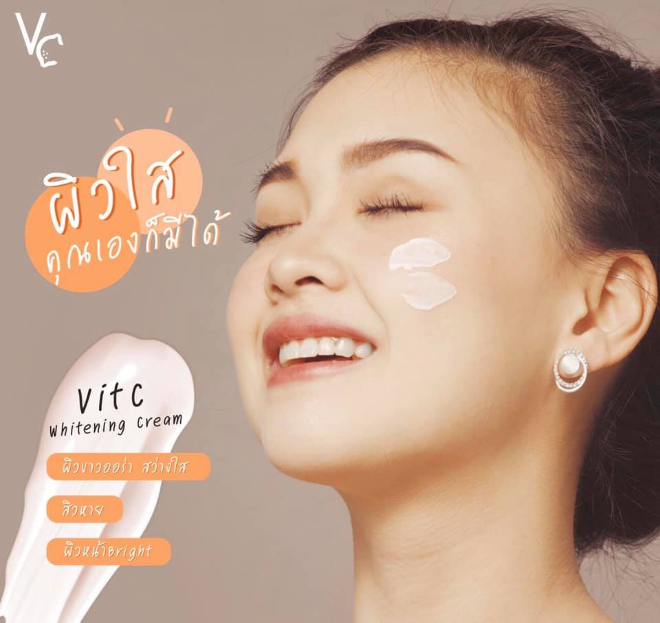 ( ยกกล่อง 10 ซอง ) เซรั่มวิตซีน้องฉัตร VC Vit C Bio face Serum 10ml / Vit C Whitening Cream แบบ ...