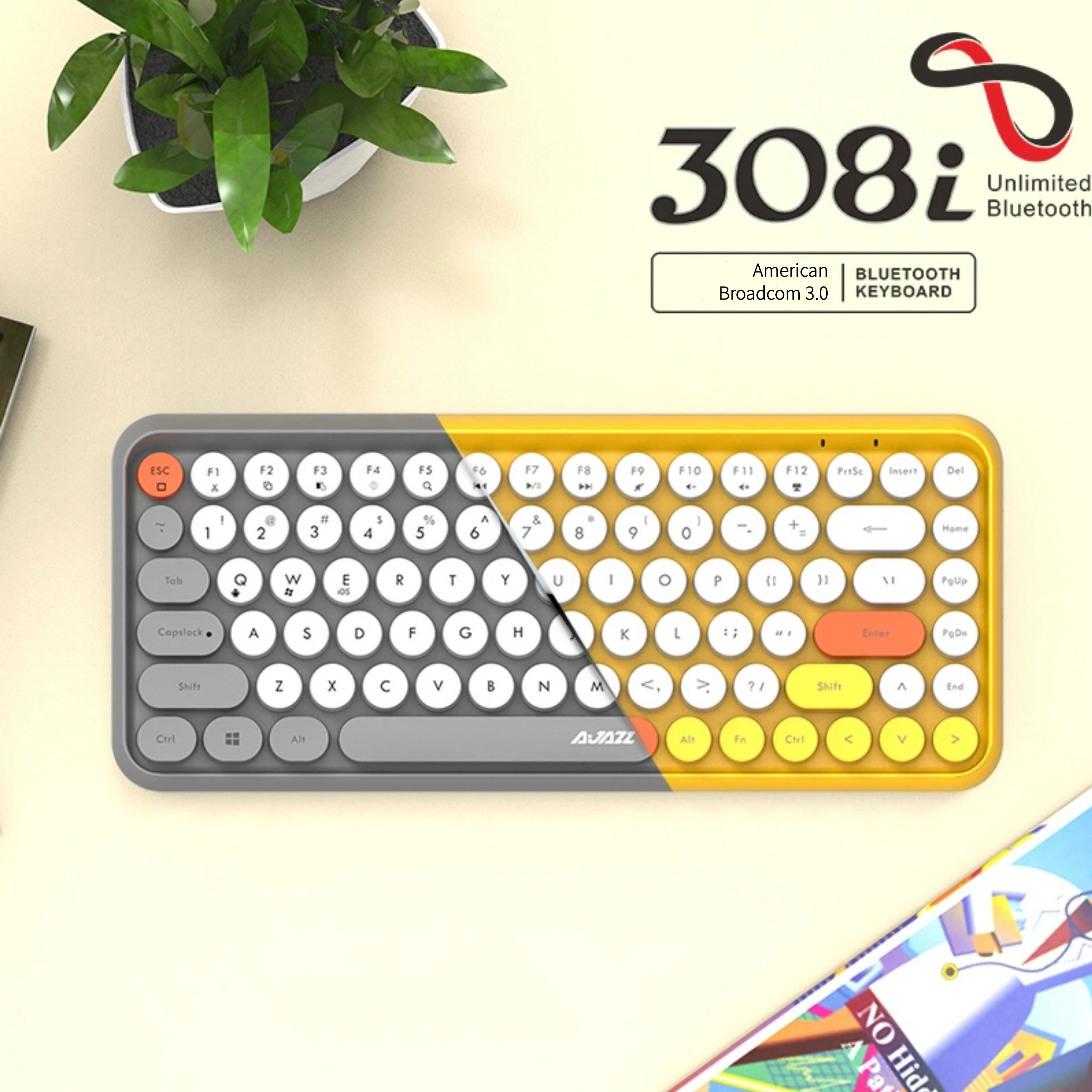 Ajazz 308i Mix Bluetooth Office PCTablet Keyboard คีย์บอร์ดไร้สายบลูทูธ ...