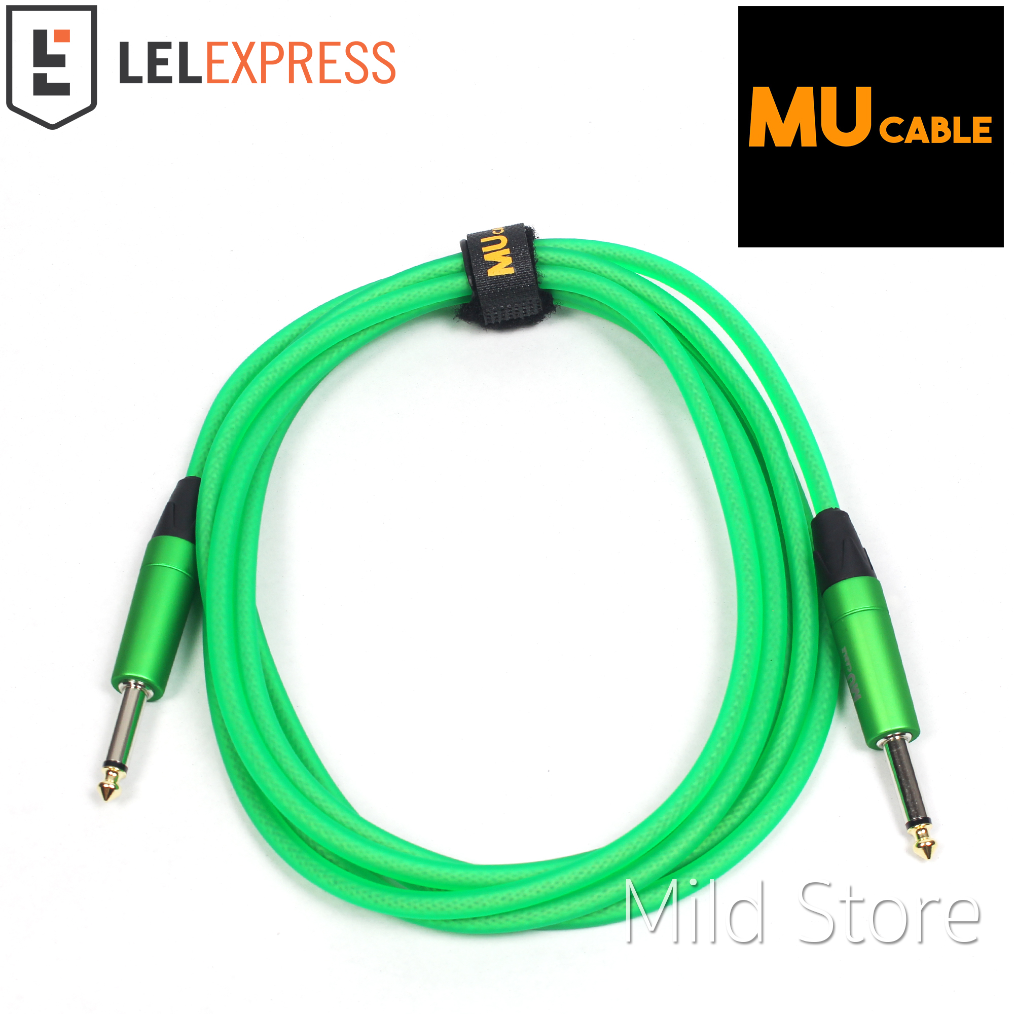 MU Cable สายแจ๊คกีต้าร์ ไฟฟ้า เบสไฟฟ้า สีเขียวสะท้อนแสง 3-6 เมตร ...