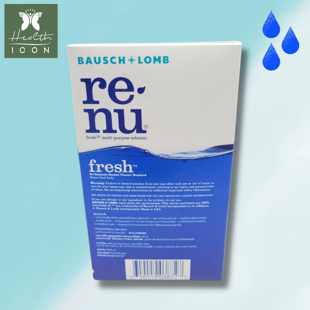 Renu Fresh 120 ml. รีนิว เฟรช น้ำยาล้างคอนแทคเลนส์ 120 มล. พร้อมตลับใส่ ...
