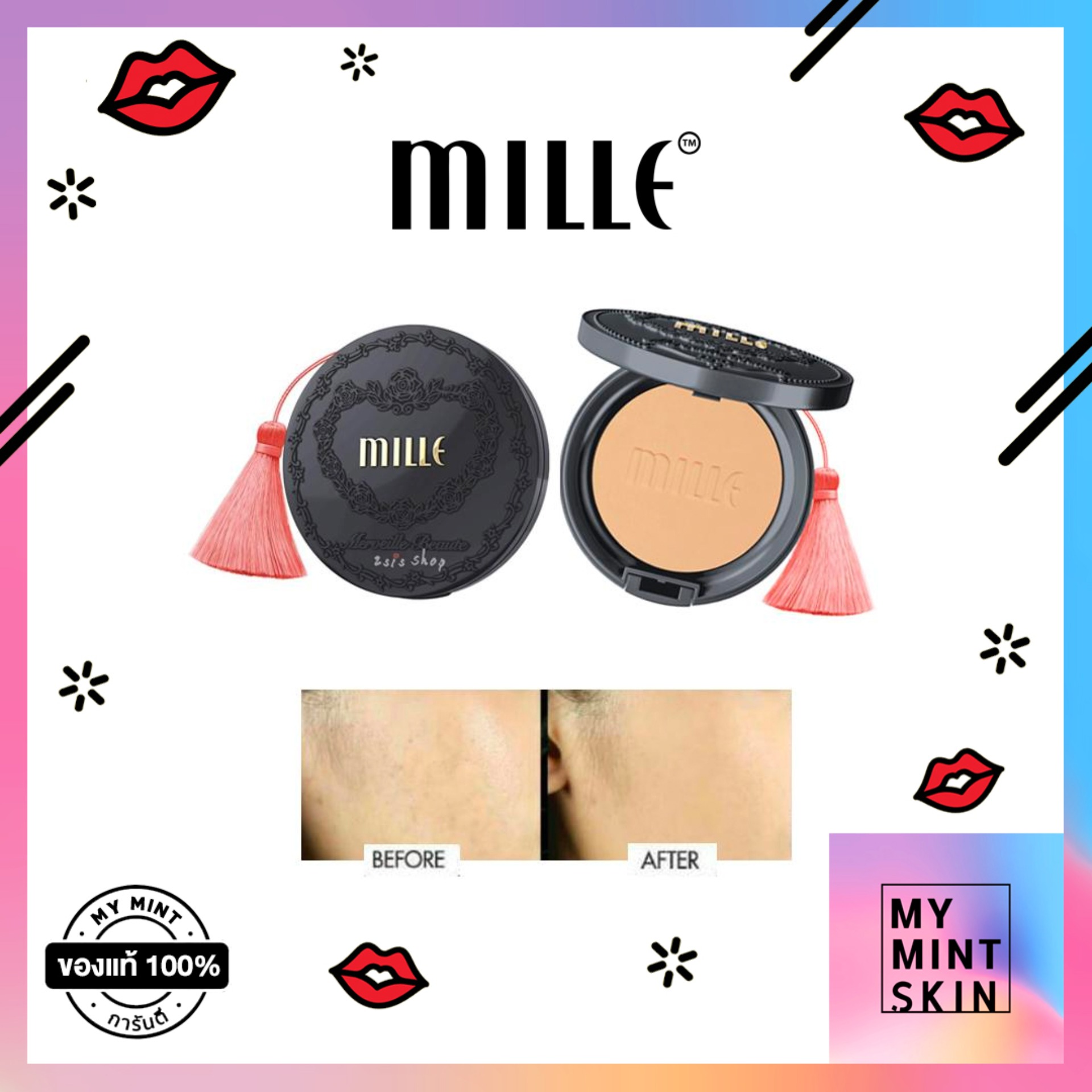 Mille Super Miracle Skin Cover Foundation Pact แป้งพัฟฟ์เค้กทูเวย์ แป้ง ...