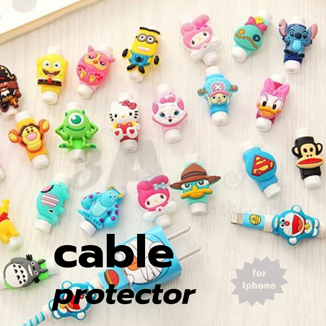 ตัวล็อคถนอมสายชาร์จ(ตัวยาว)ลายการ์ตูน cartoon cable bite protector - 3A chachucha - ThaiPick