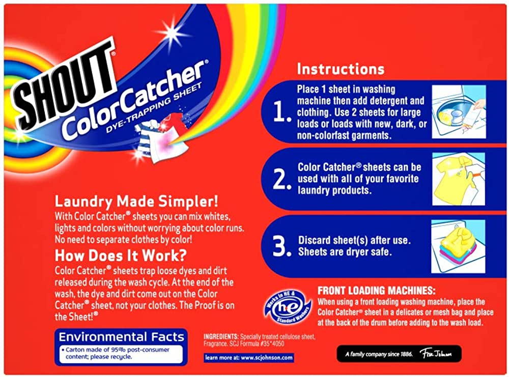 Shout Color Catcher Dye-Trapping แผ่นป้องกันสีตก แผ่นดูดซับสี โดยไม่ ...