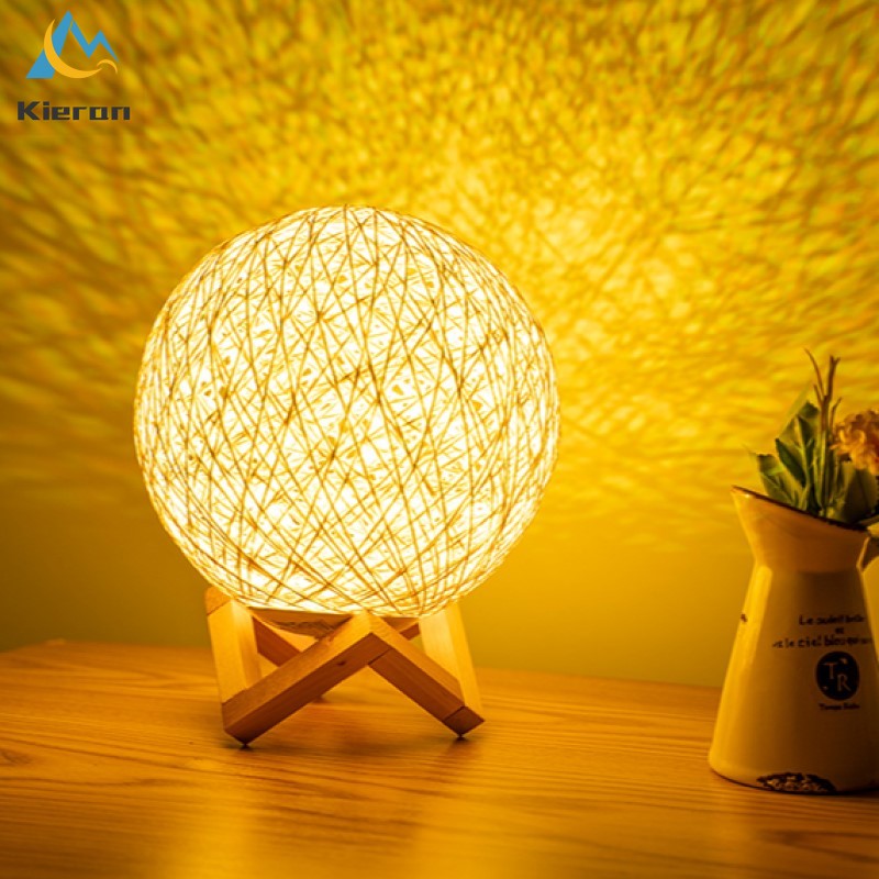 Modern Minimalism Rattan Ball LED Table Lamp Bedroom Study Bedside ...