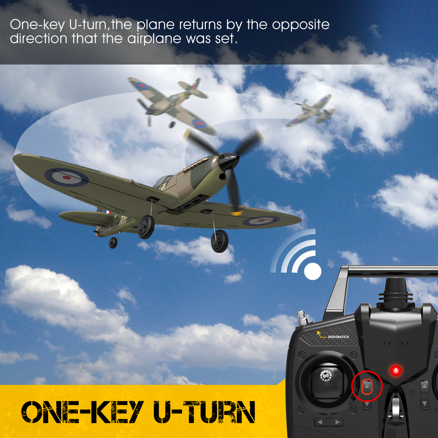 Volantex RC plane Spitefire 400 2.4Ghz 4CH 6-axis Stabilizer System One ...