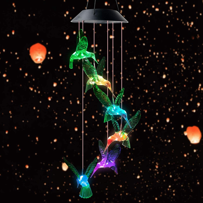 LED Solar Wind Chime Lamp Bird Wind Chime Lamp Pendant Wind Chime ...