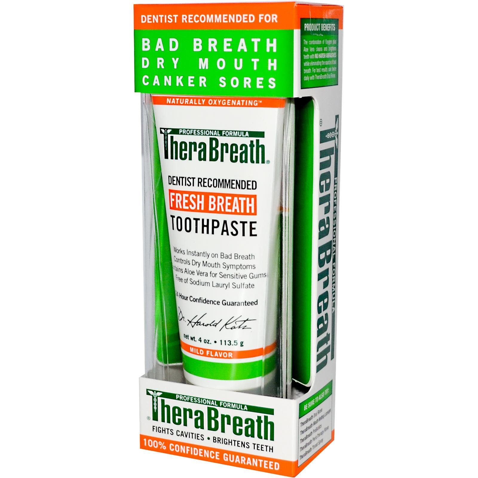 ยาสีฟัน Therabreath , Fresh Breath Toothpaste, Mild Mint Flavor,4oz ...