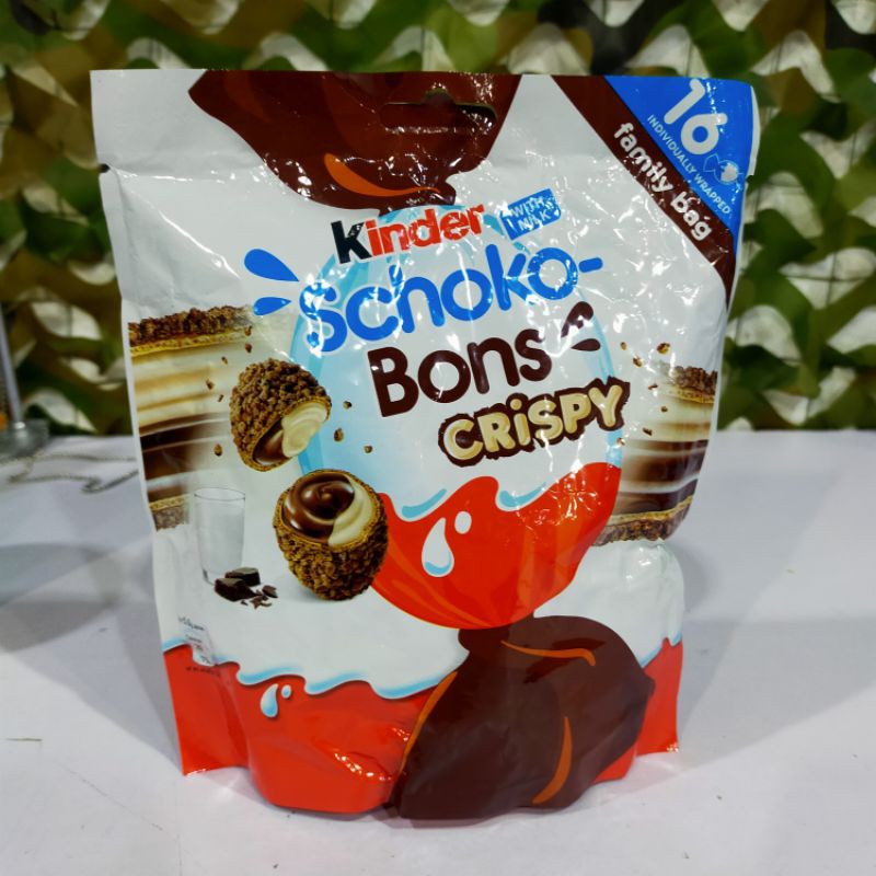 เวเฟอร์สอดไส้ช๊อตโกแลต 1 ห่อ บรรจุ 16 Kinder Schoko Bons crispy 16 pcs ...