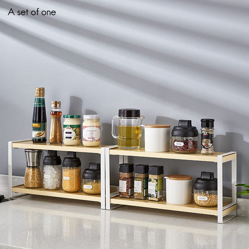 Kitchen Shelves Desktop Multifunctional Double-Layer Storage Rack Free ...