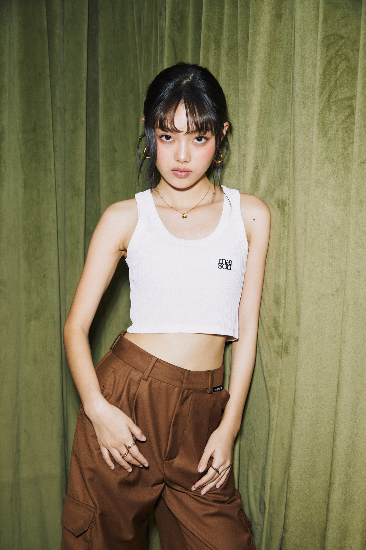 maison KEEPS Cropped Axis "dual maison" Tank เสื้อกล้ามครอป ปักโลโก้ | Lazada.co.th