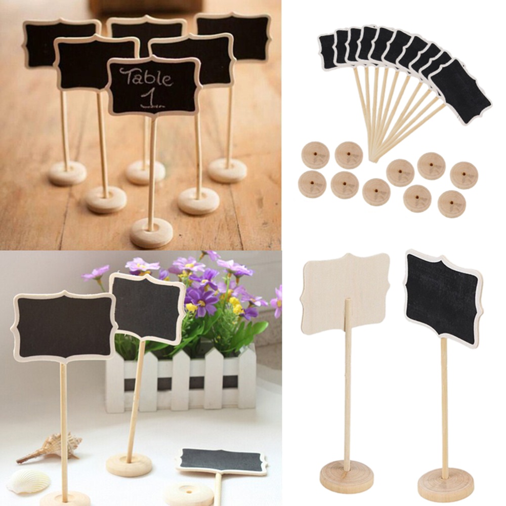 5PCS Mini Wood Chalkboard Blackboard Wooden Place Card Holder Table ...