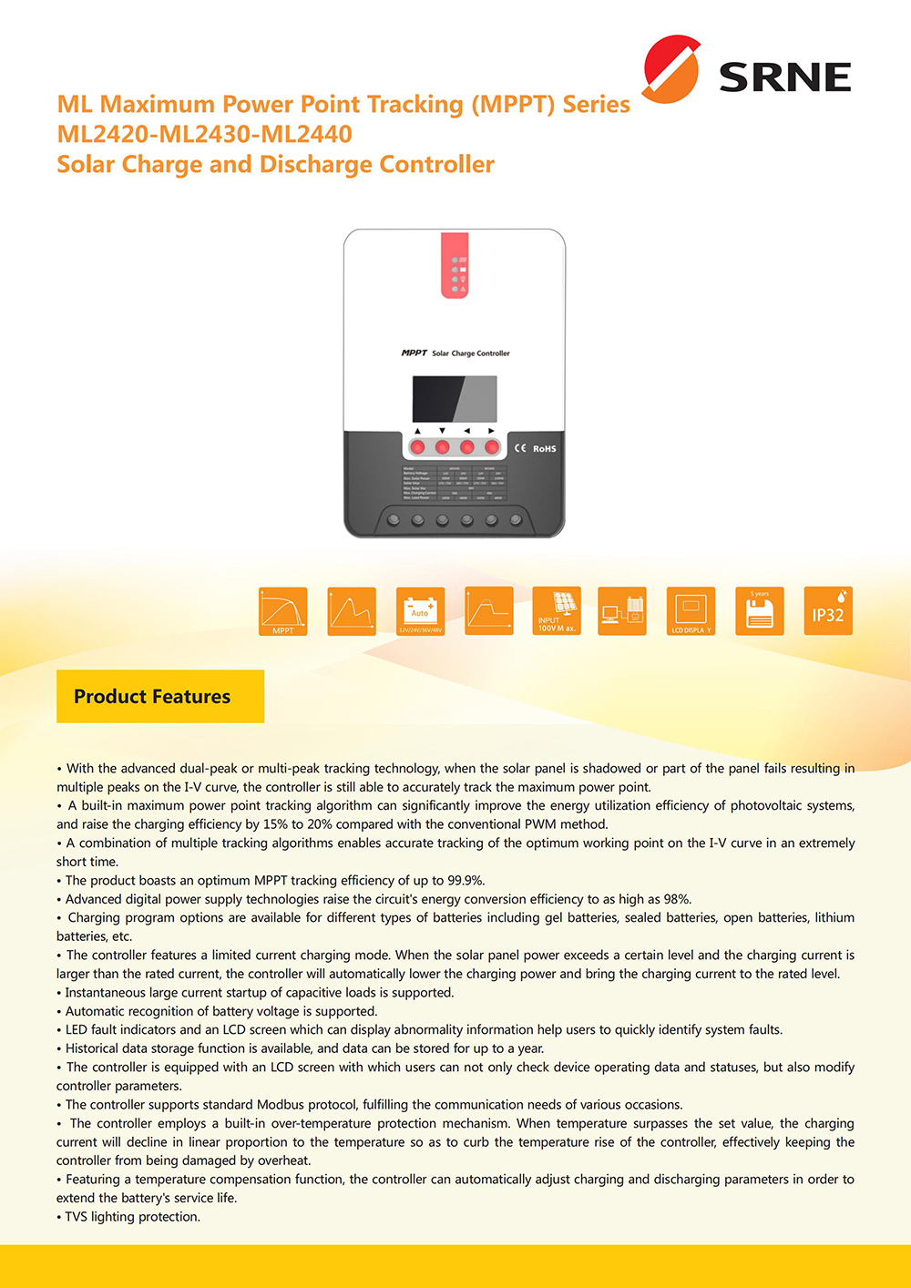 20A 12/24V MPPT solar charge controller SR-ML2420 - SKP solar energy ...